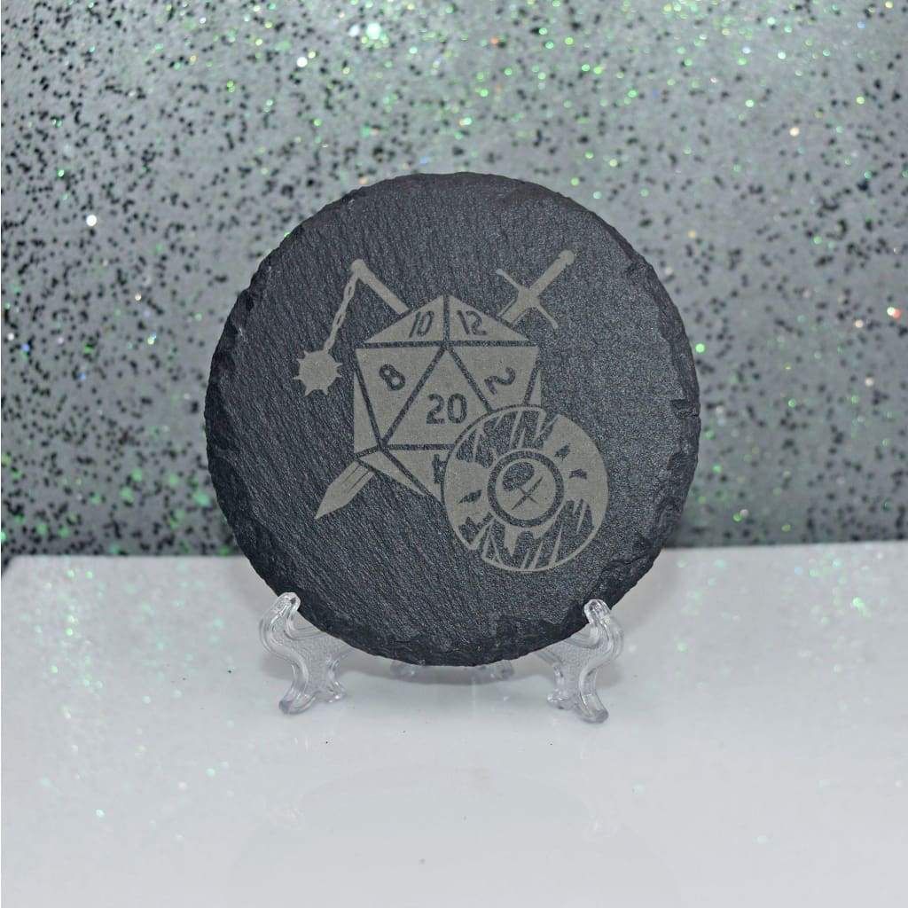 DND Player Gift Fighter slate coaster for stocking stuffer gamer gift ...